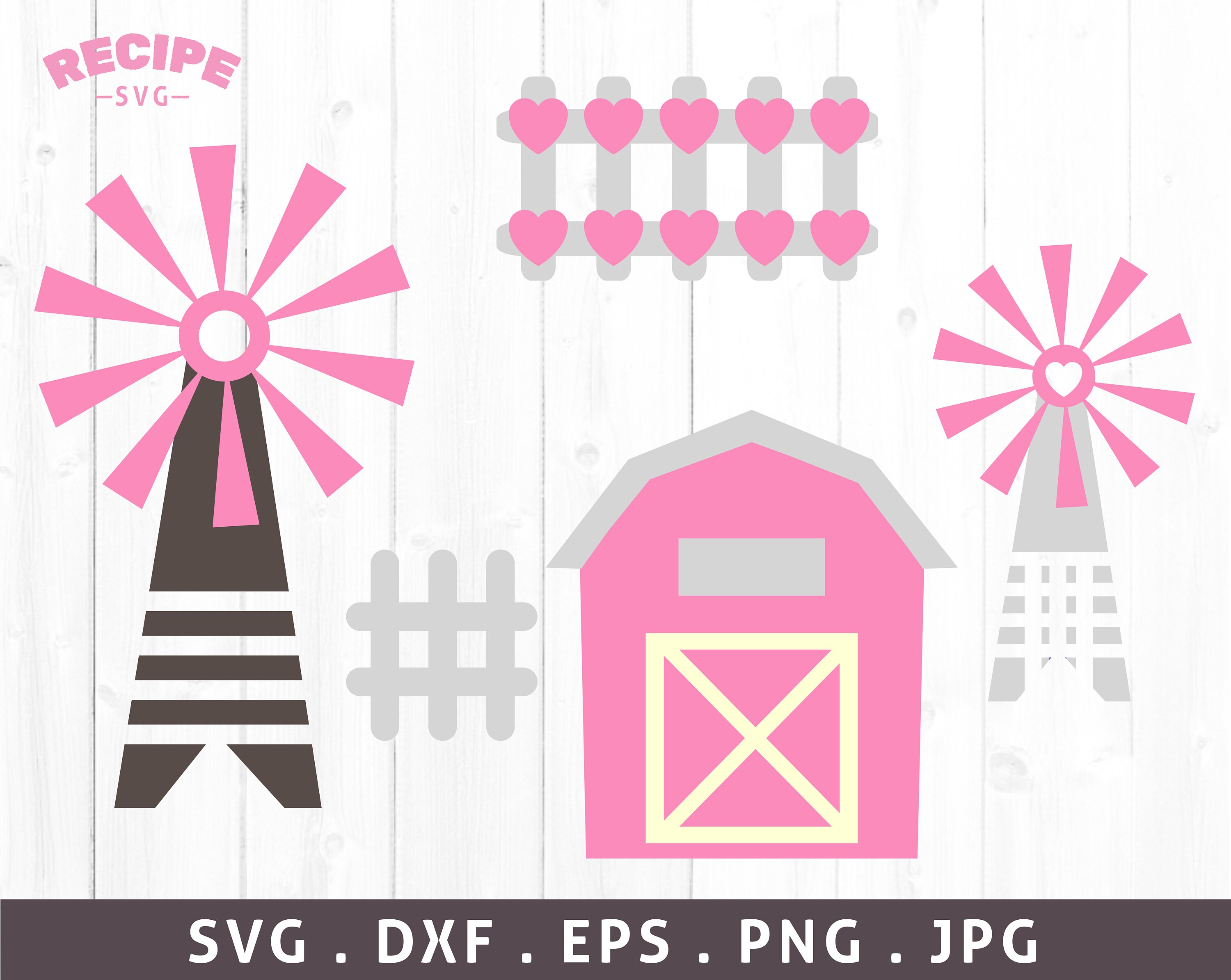 Pink Farm Barn svg Barn svg Pink Windmill svg Farm Barn - Etsy México
