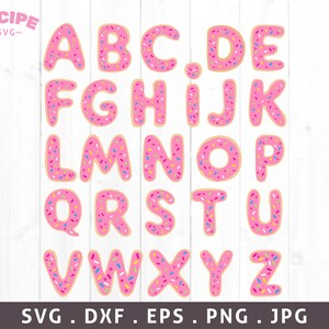 Pink Donut Alphabet Svg, Donut Svg, Pink Alphabet Svg, Pink Donut ...