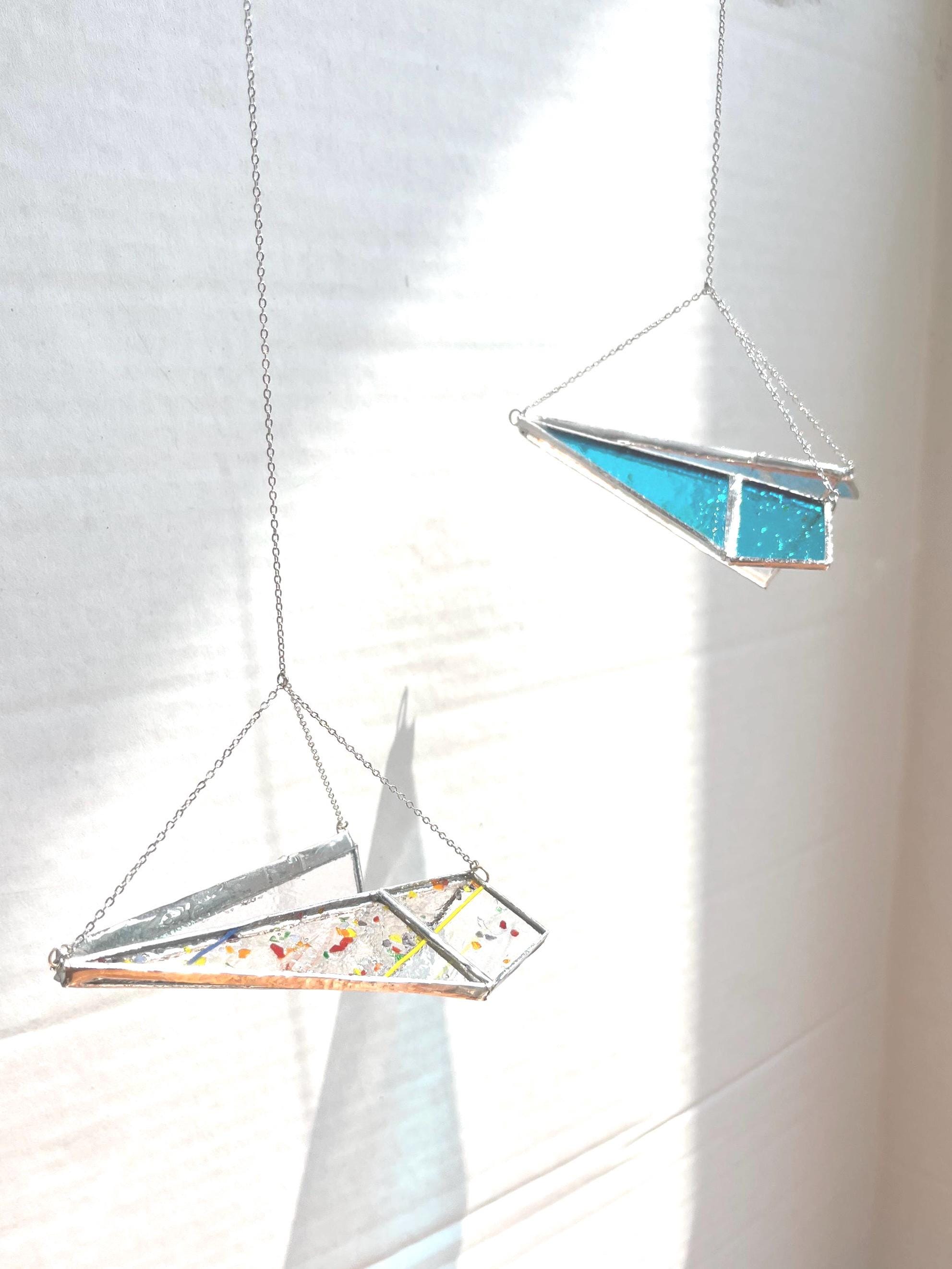 3D Stained Glass Airplane Pattern: DIY Origami Paper Airplane (digital ...