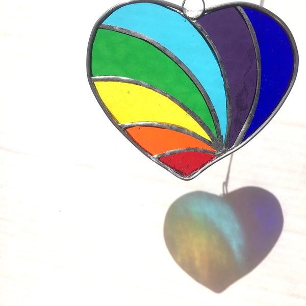 Stained Glass Rainbow Heart - Etsy