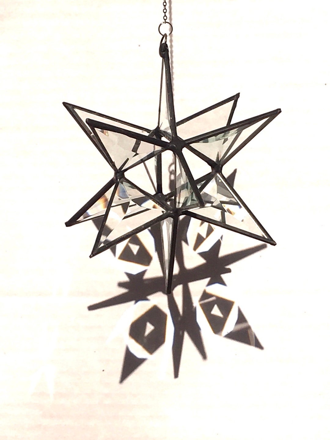12-point 3D Moravian Star Sun-catcher Handcrafted Stained Glass Art ...