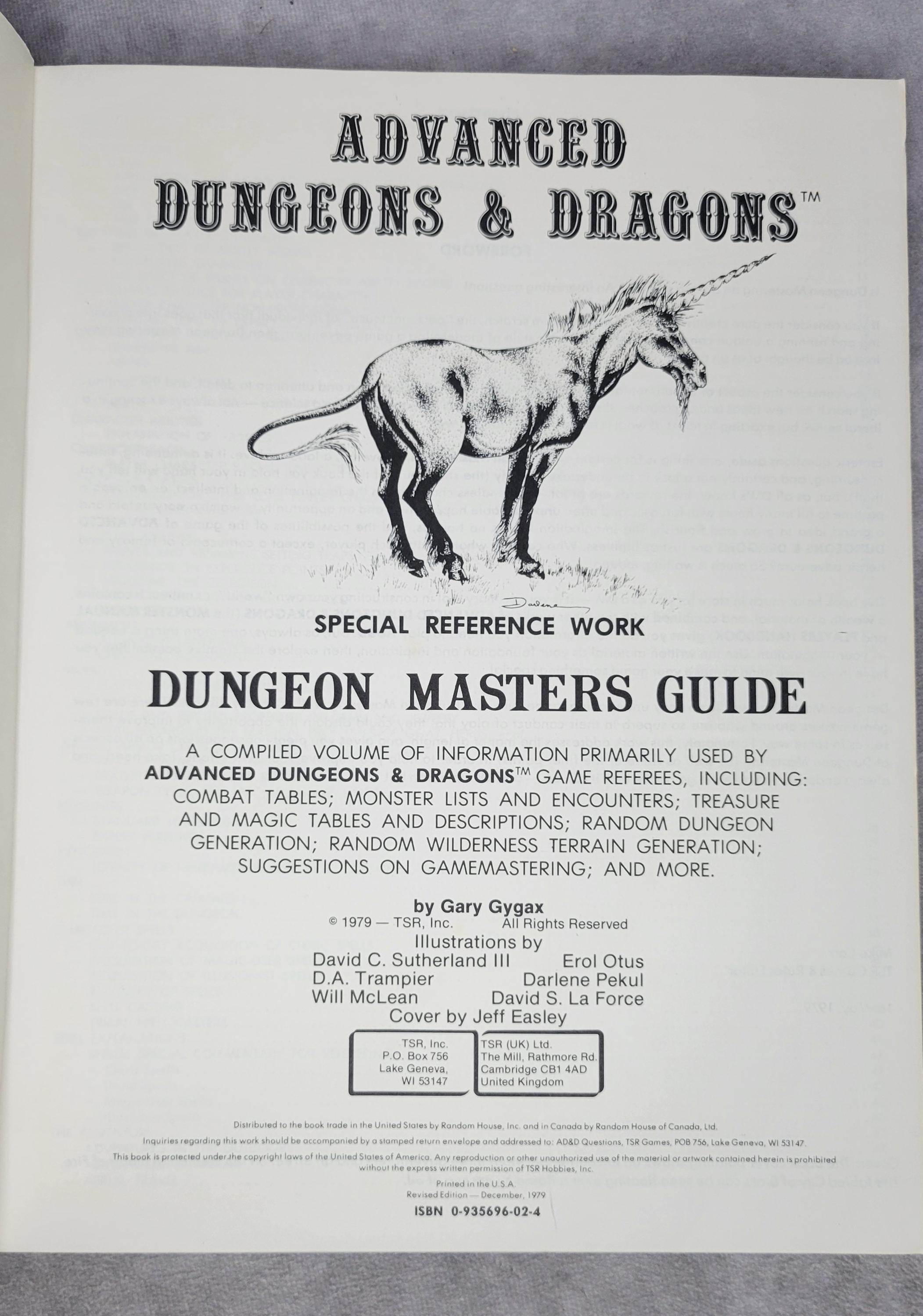 Official advanced Dungeons and Dragons: Dungeons Masters Guide by Gary ...