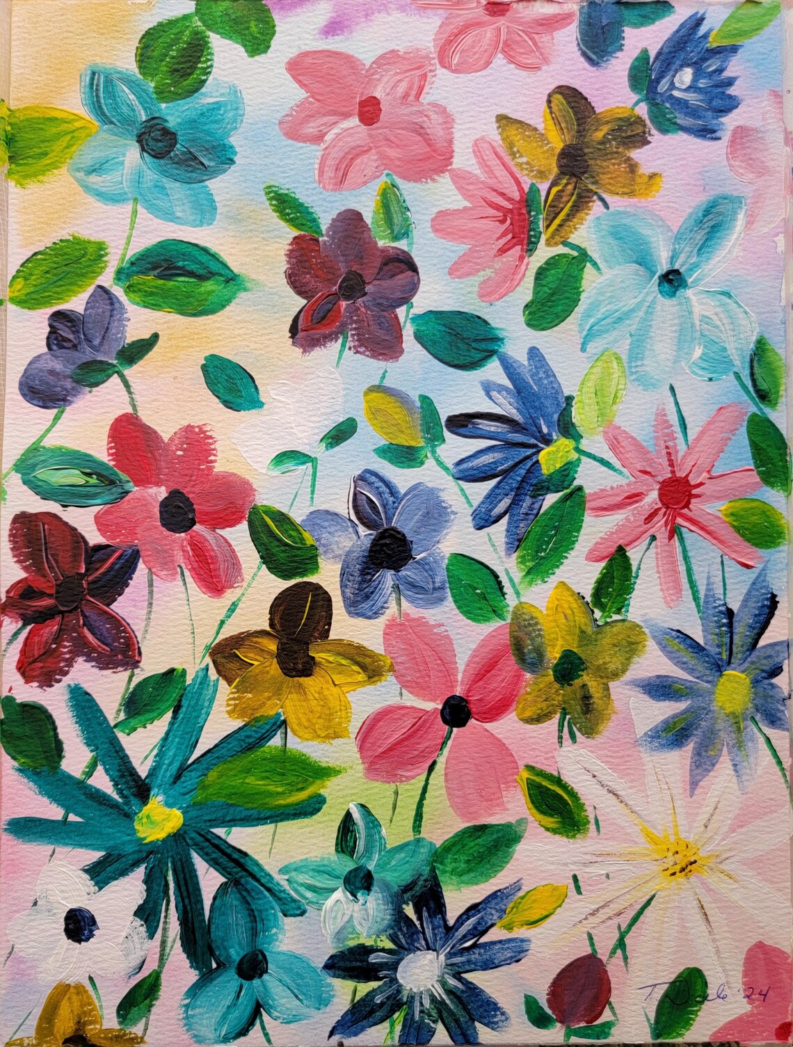 Mixed Media Original Burst of Color - Etsy