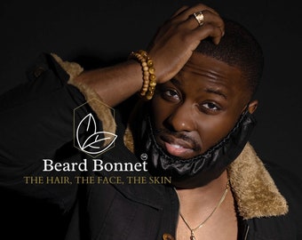 NAVY BLUE- Premium Adjustable Beard Bonnet, Beard Product, Silky Satin ...