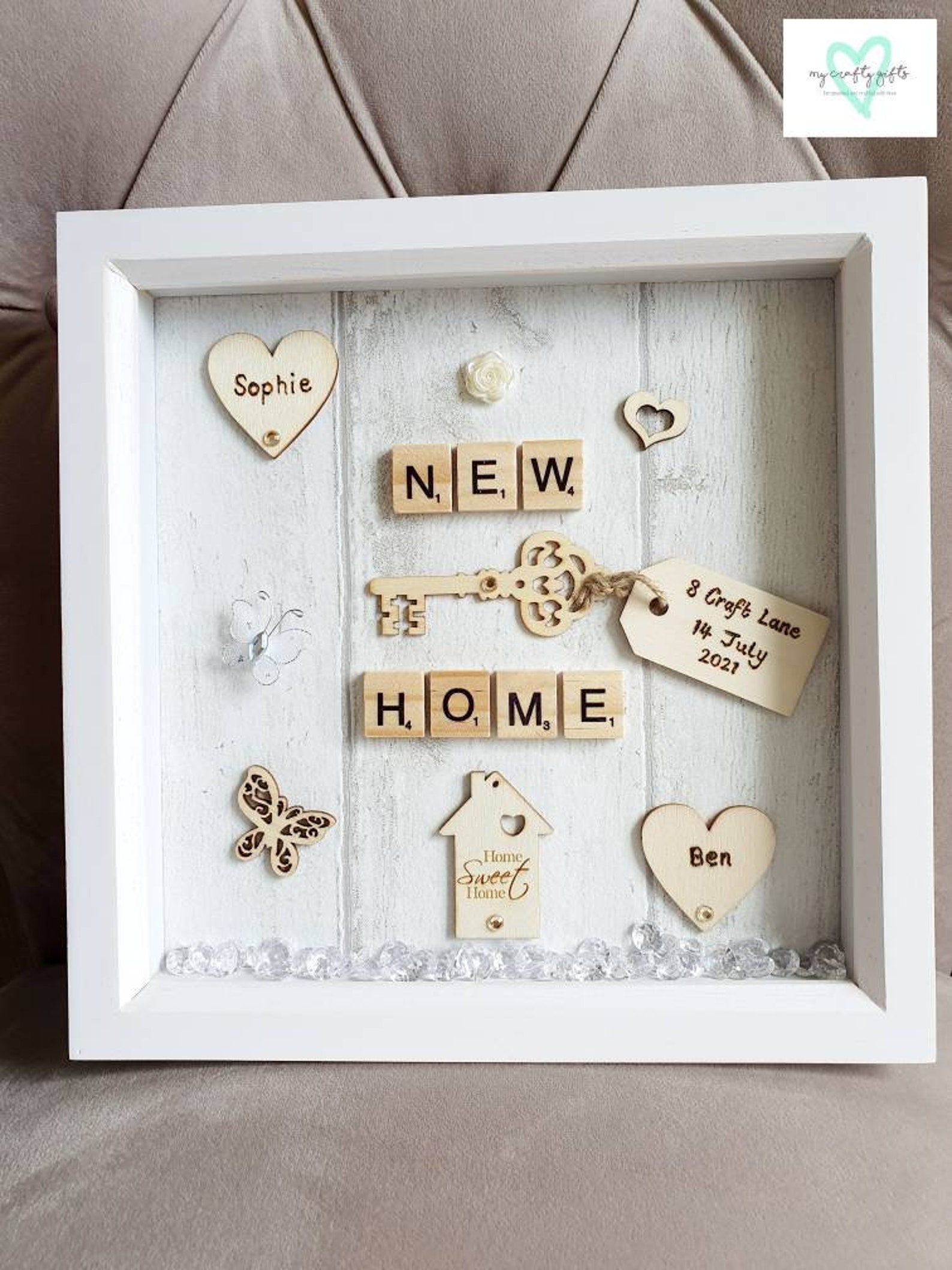 Scrabble New Home, First Home Frame, Engraved Personalised Name Frame ...