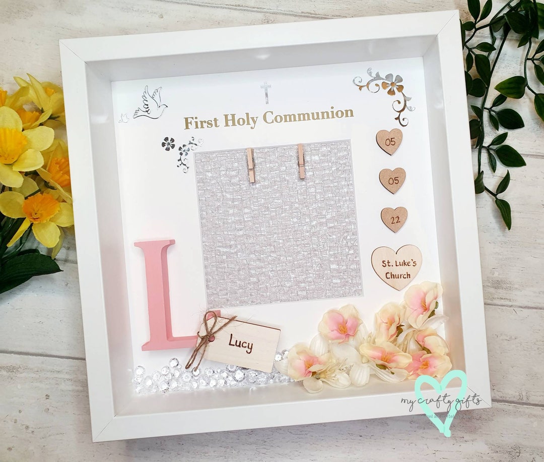 First Holy Communion Floral Personalised Gift, 1st Communion, Girl Boy ...