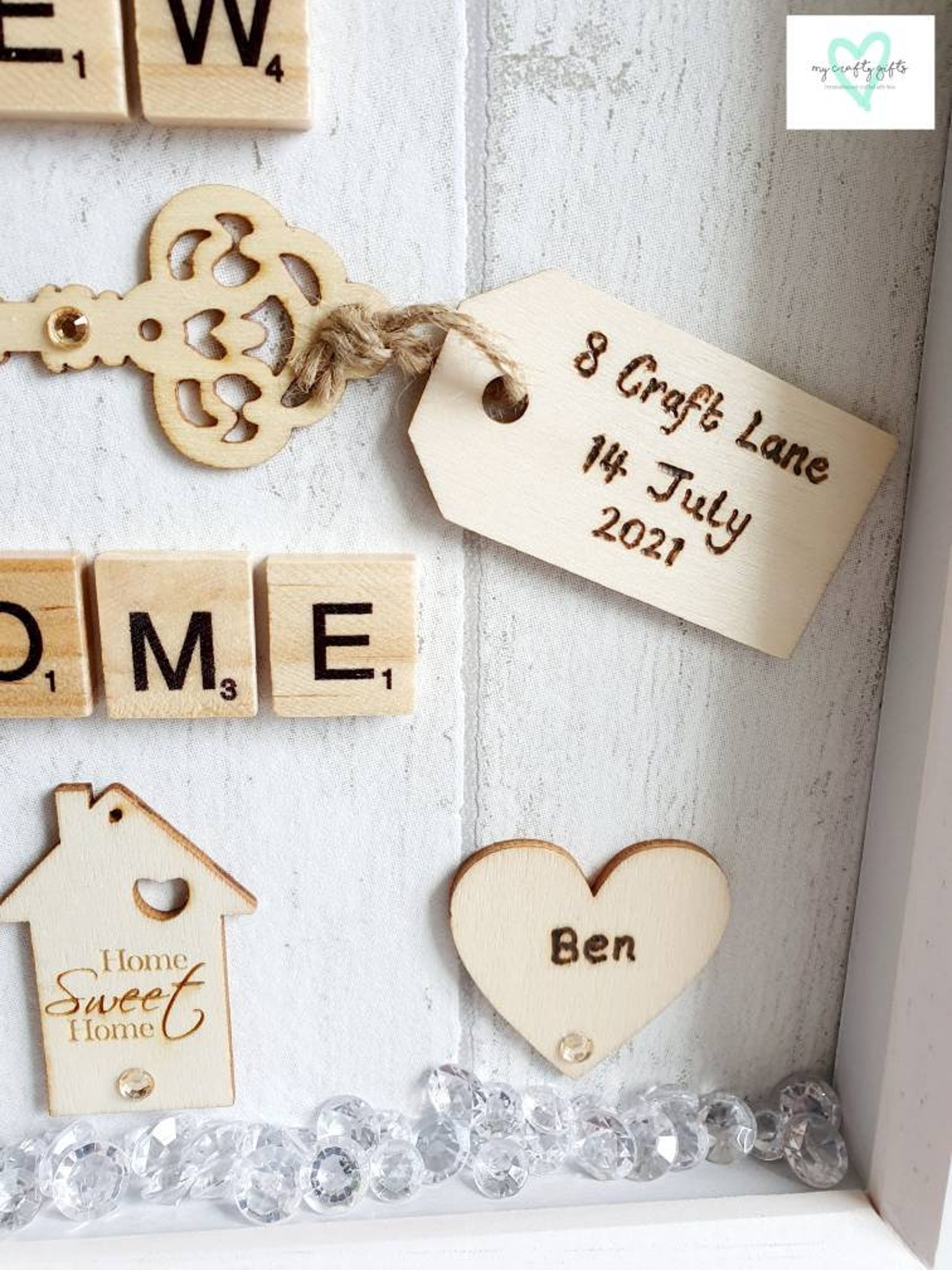 Scrabble New Home, First Home Frame, Engraved Personalised Name Frame ...