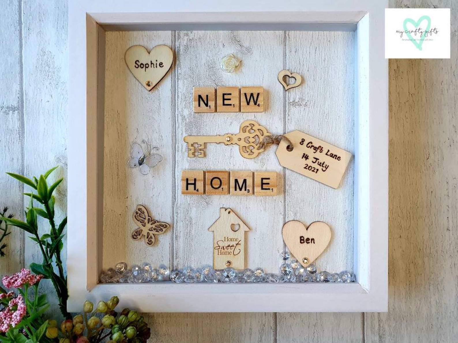 Scrabble New Home, First Home Frame, Engraved Personalised Name Frame ...