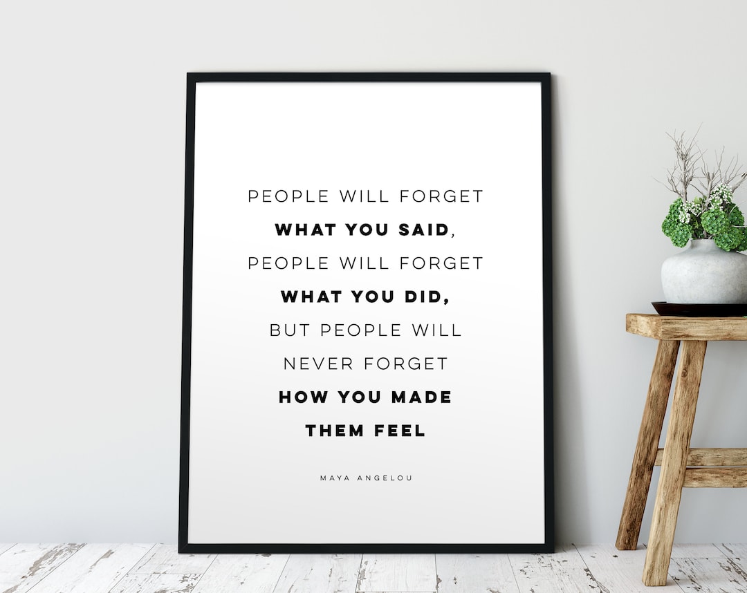 People Will Forget What You Said. Maya Angelou Quote, Empowering, Wall ...