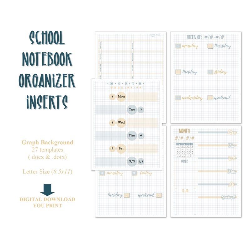 Student Organizer Editable Digital Printable - Student Graph Quad Grid ...