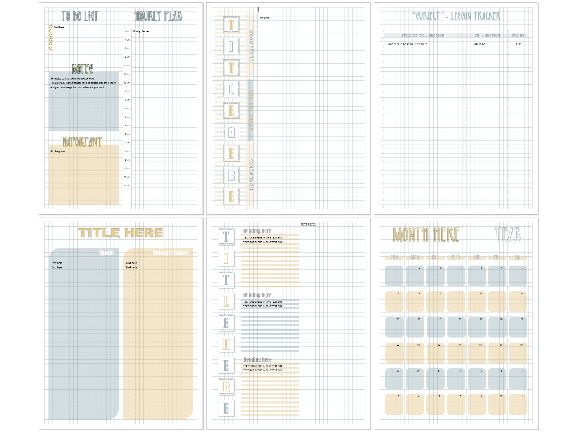 Student Organizer Editable Digital Printable - Student Graph Quad Grid ...