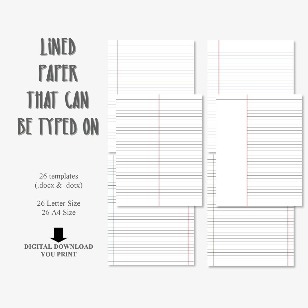 Editable Note-taking Microsoft Word College Ruled Digital Lined Paper ...