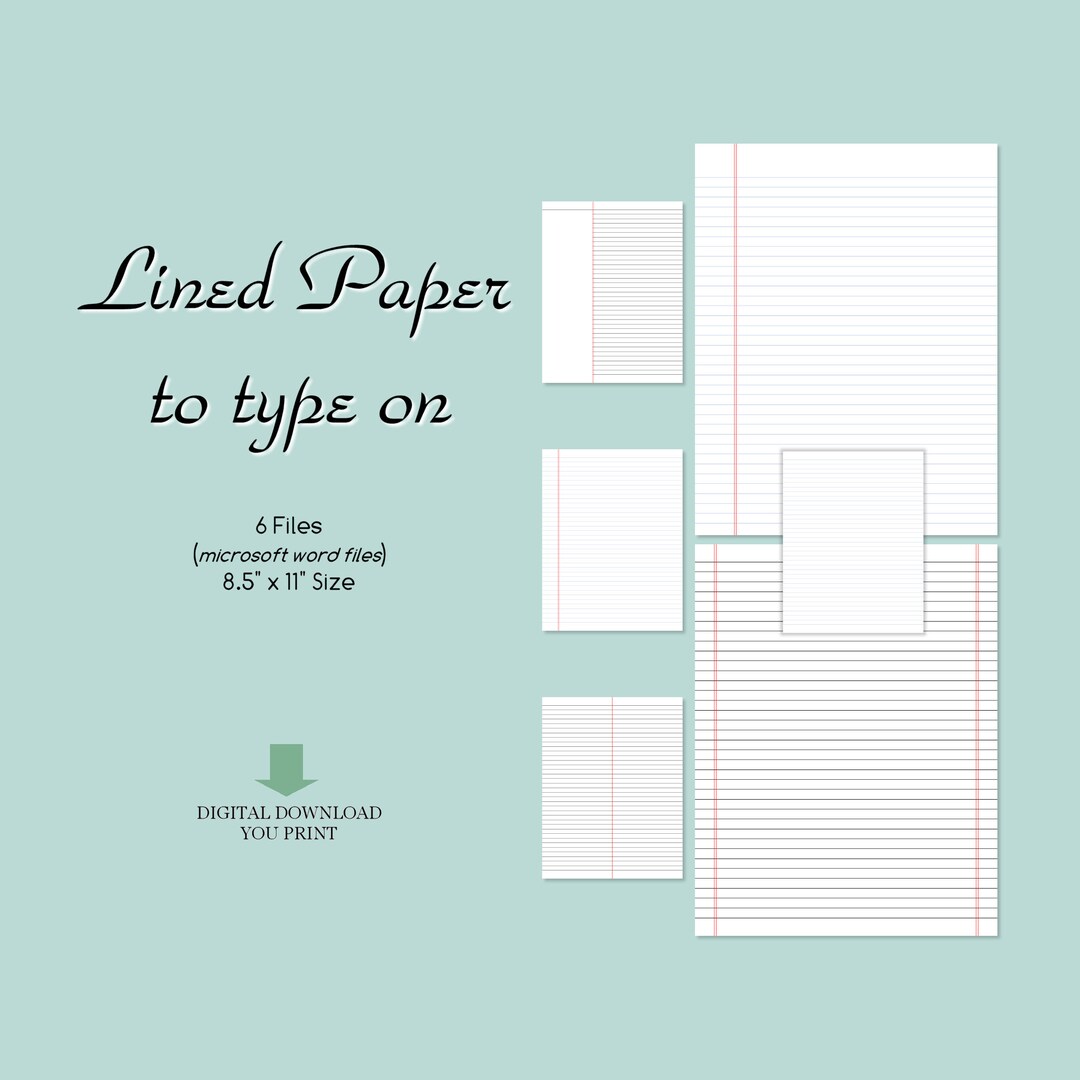 Editable Microsoft Word Digital Notebook Lined Paper, Letter Size ...