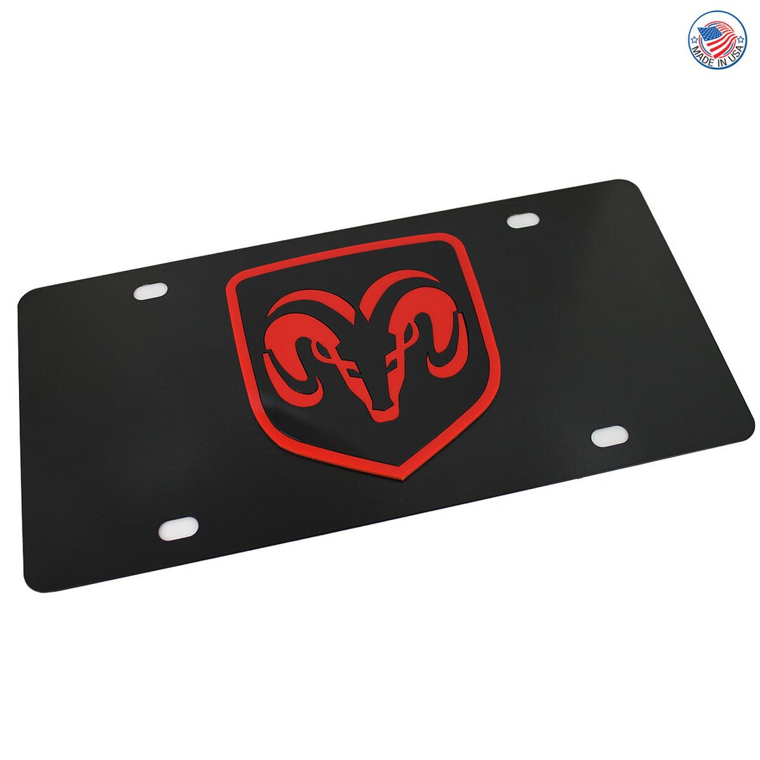 Dodge Red Ram Logo License Plate black - Etsy