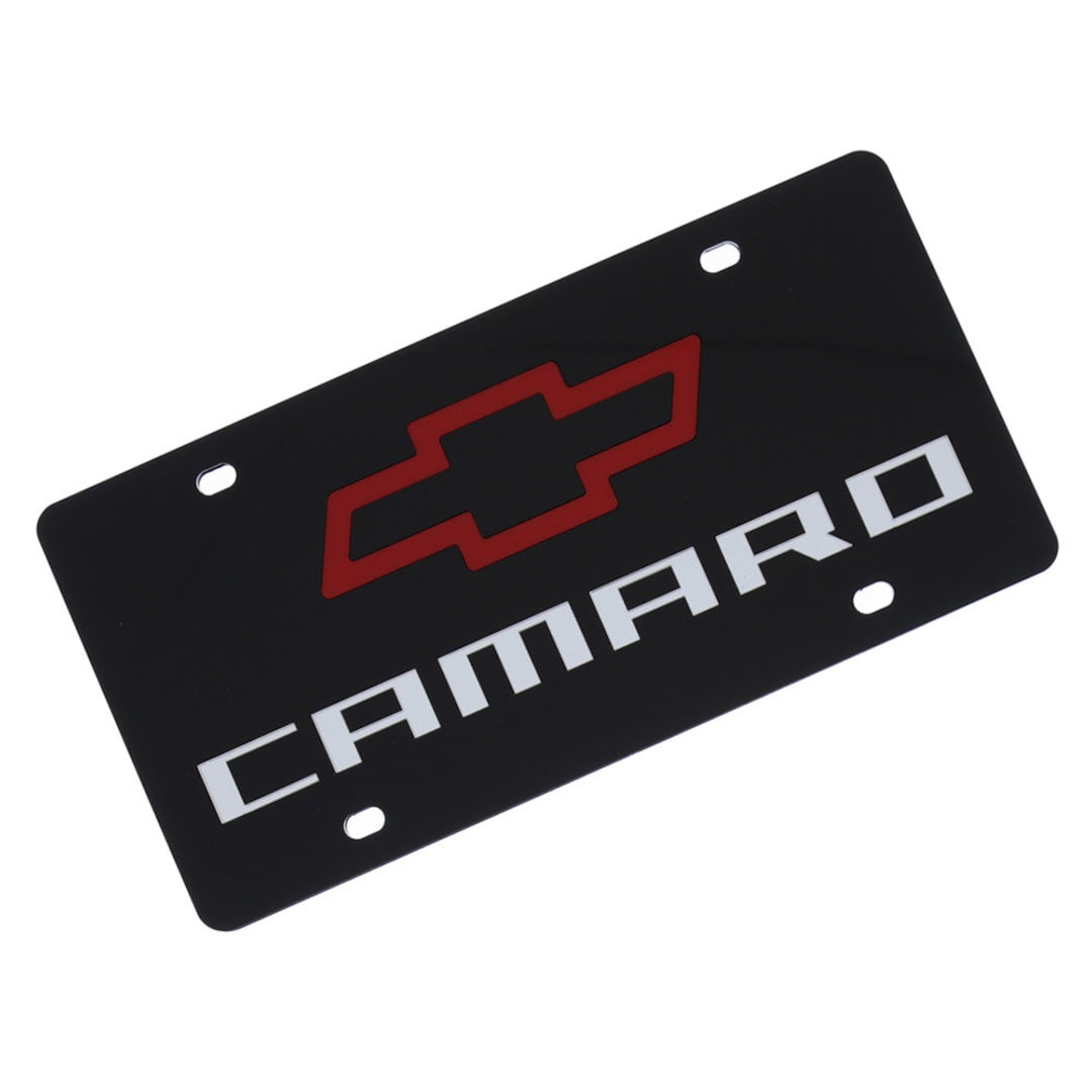 Chevy Camaro Red Bowtie Dual Logo License Plate black - Etsy