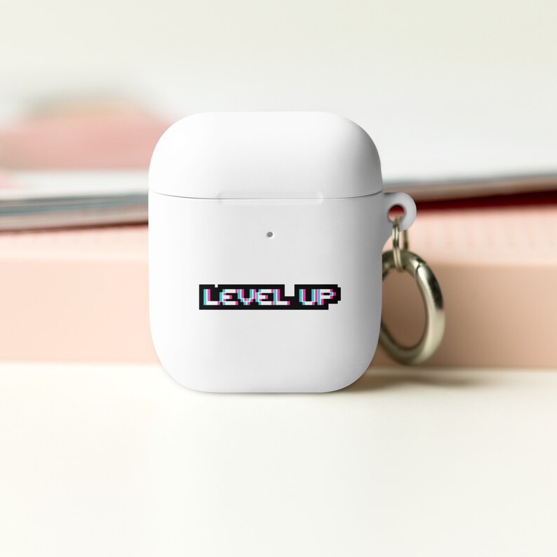 Pixel Art 'level Up' AirPod Rubber Case - Protective Cover for Apple ...