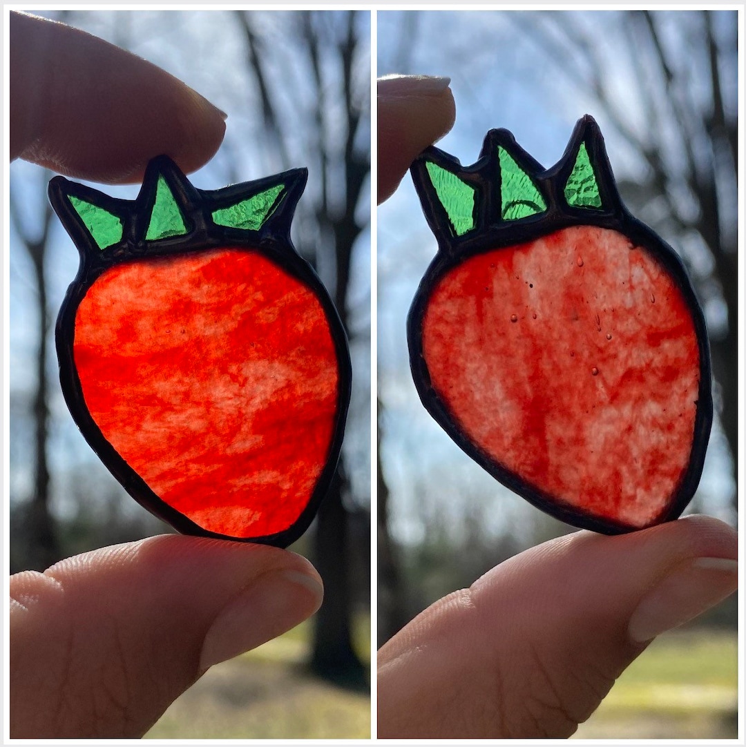 Stained Glass Strawberry Charm / Glass Art / Home Décor / Wall Art ...