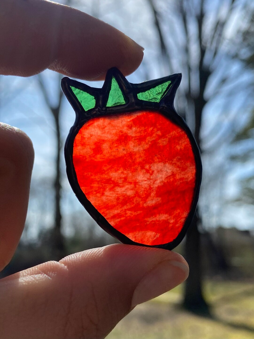 Stained Glass Strawberry Charm / Berry Home Décor / Wall Art / Fruit ...