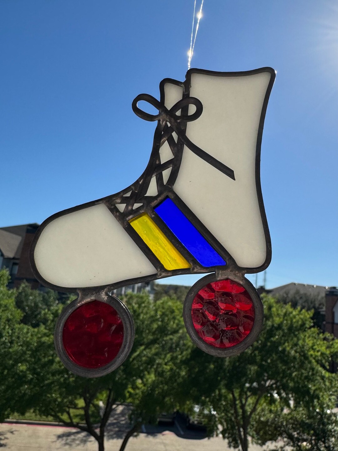 Retro Roller Skate Stained Glass Suncatcher – 70s Inspired Window Decor ...