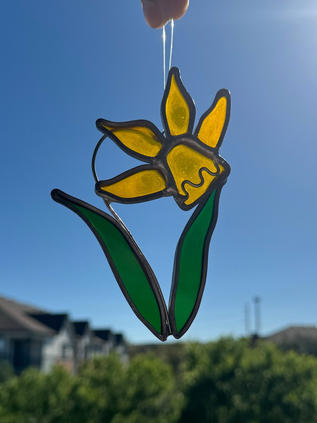 Yellow Daffodil Stained Glass Sun Catcher / Ornament / Flower Stained ...