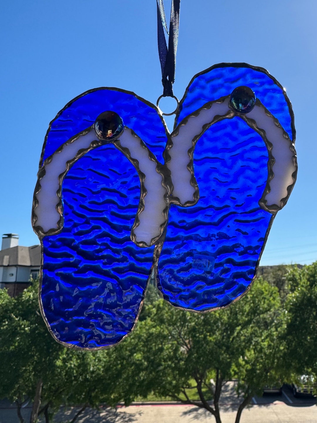 Beach Flip Flops Stained Glass Suncatcher – Handmade Summer Coastal ...