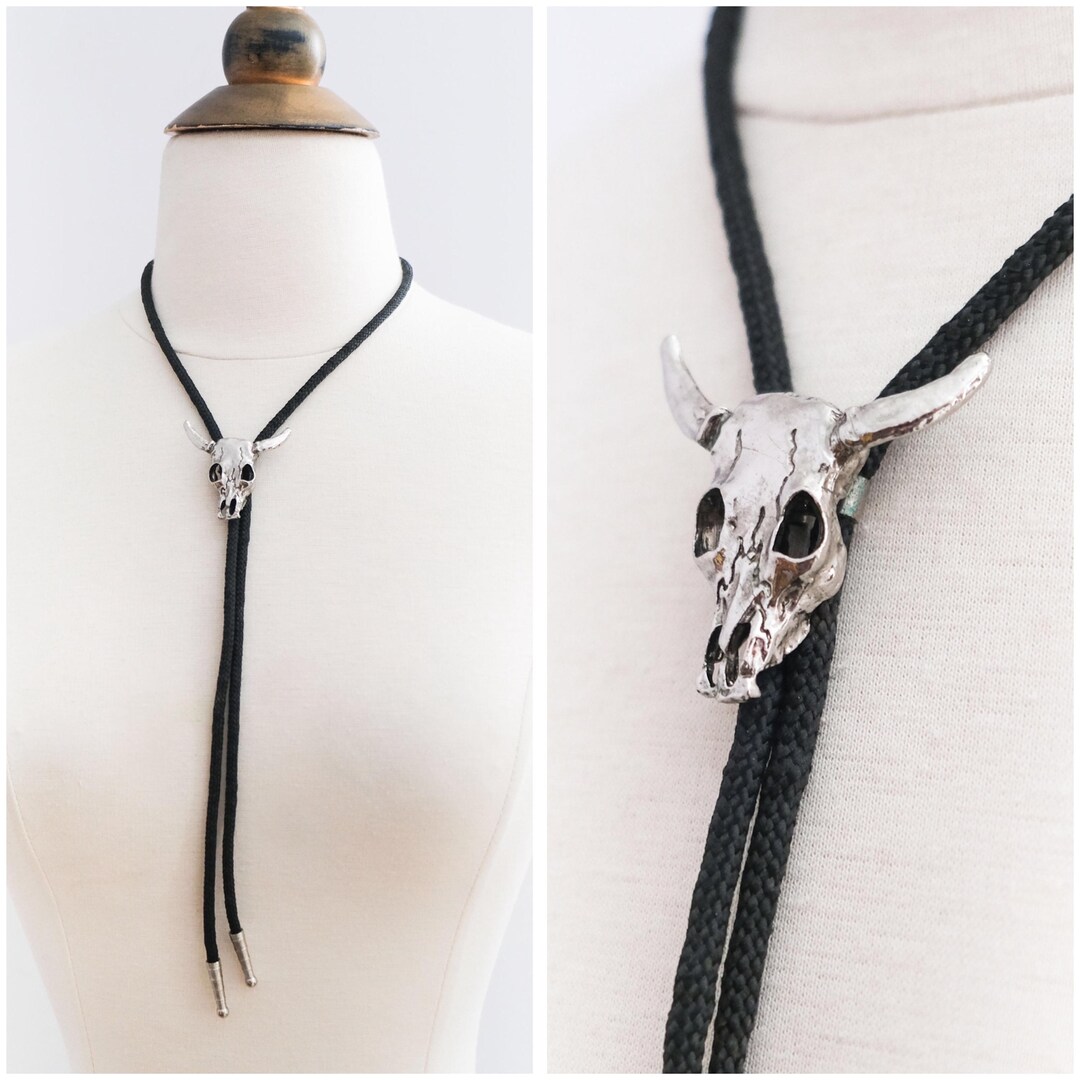 Vintage 3-D Bull Skull Cast Metal Bolo Tie - Etsy