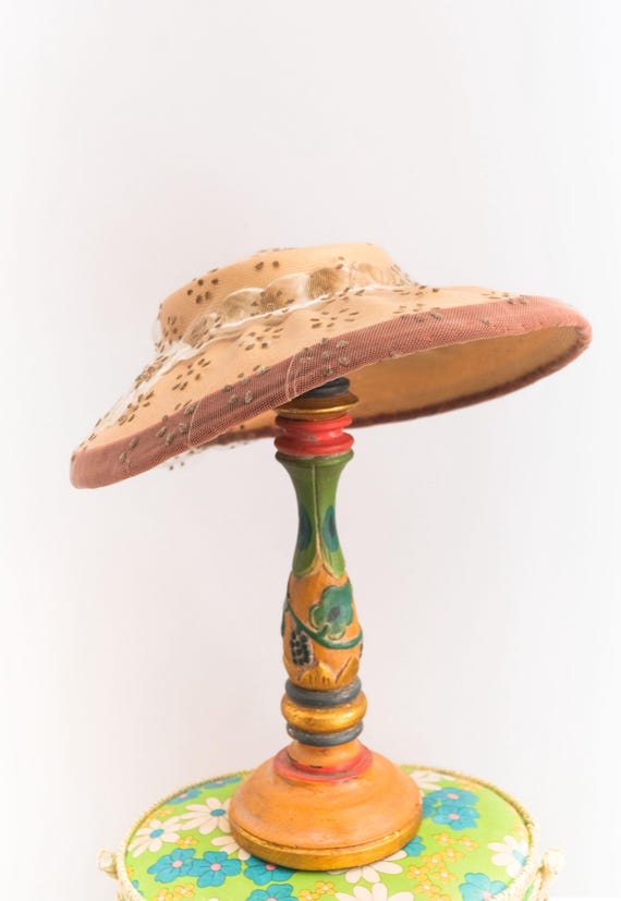 Vintage 1950’s Petal Straw Platter Hat - Gem