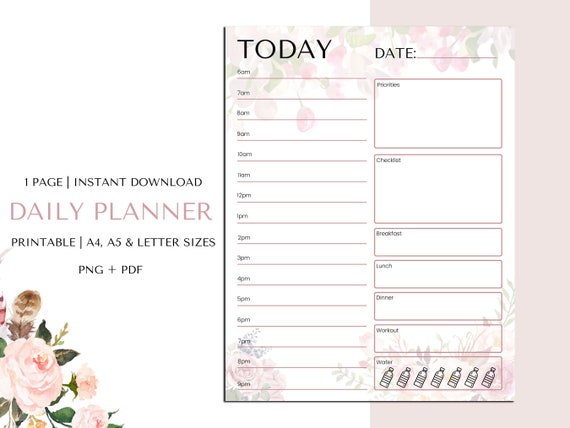 Printable Daily Planner Printable Daily Planner Pages | Etsy Australia