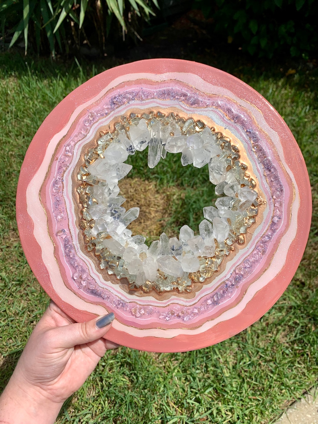 Resin Geode Art Rose Quartz - Etsy