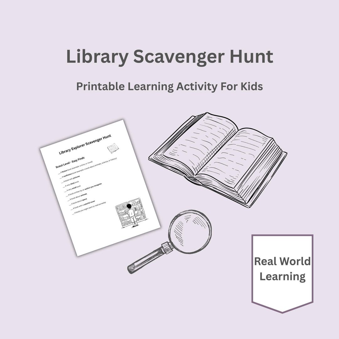 Library Scavenger Hunt Printable | Kids Library Activity | Homeschool ...