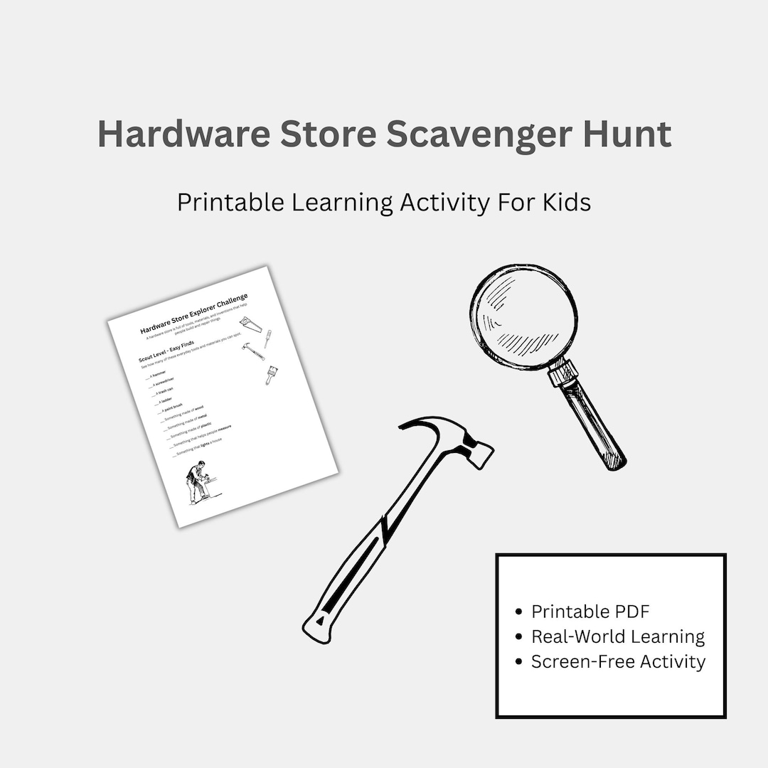 Hardware Store Scavenger Hunt Printable | Kids Tool Exploration ...