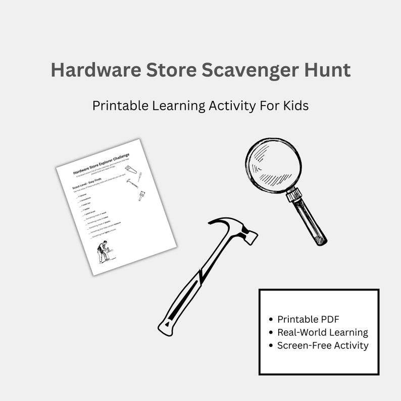 Hardware Store Scavenger Hunt Printable | Kids Tool Exploration ...