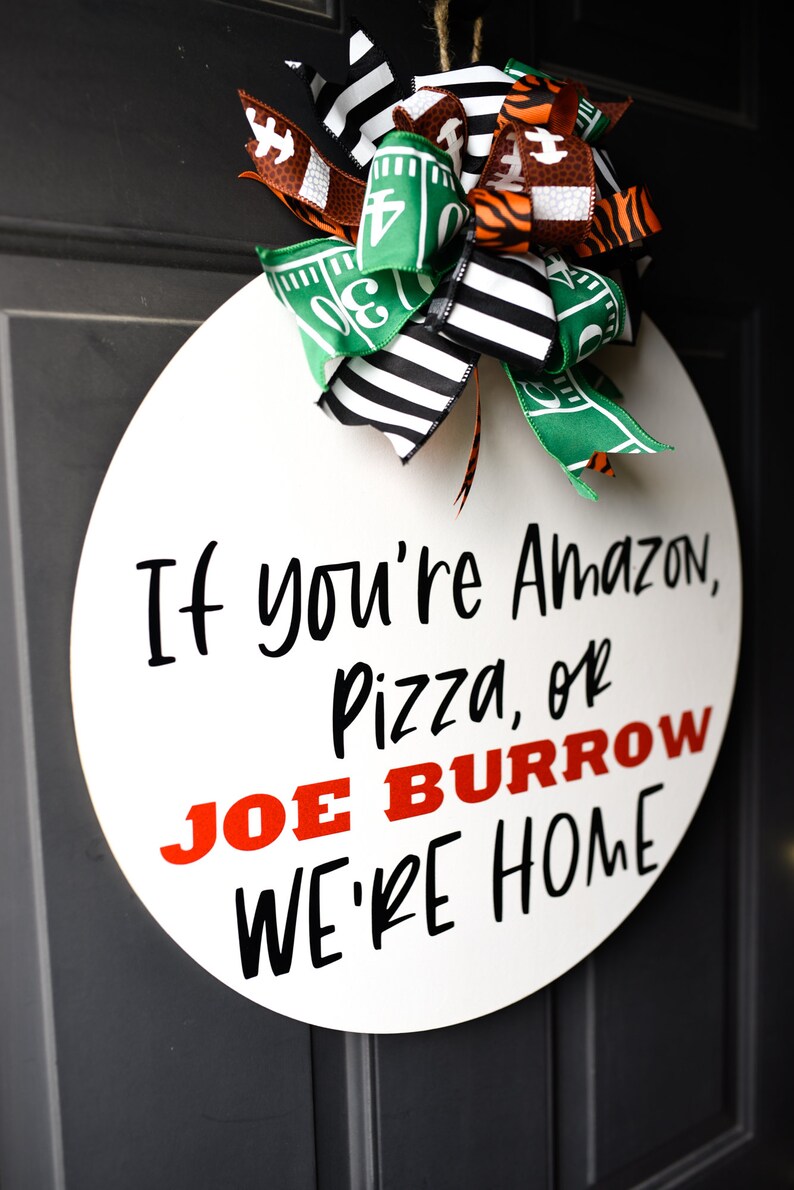 White Bengals Joe Burrow Football Door Hanger - Etsy