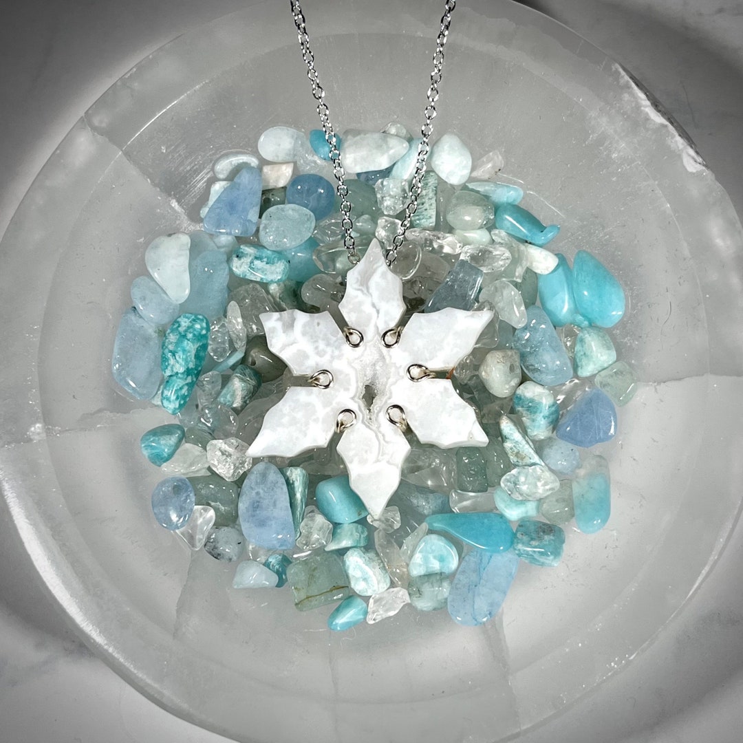 Lace Agate Silver Snowflake Pendant - Etsy