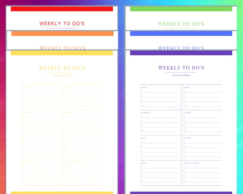 Colorful Daily Planner, Weekly Planner, Daily and Weekly Planner Bundle ...