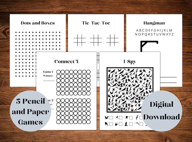 Classic Pencil and Paper Games, Printable Activity Pages, Dots and ...