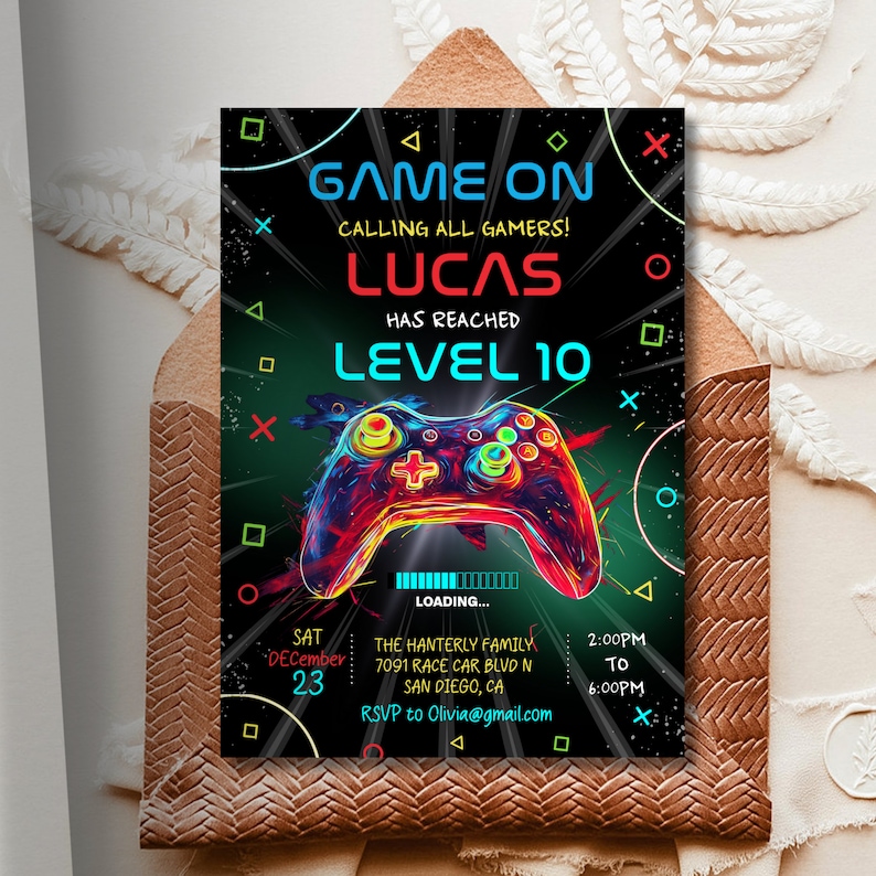 Editable Video Game Party Invitation, Level up Birthday Invite, Gamer ...