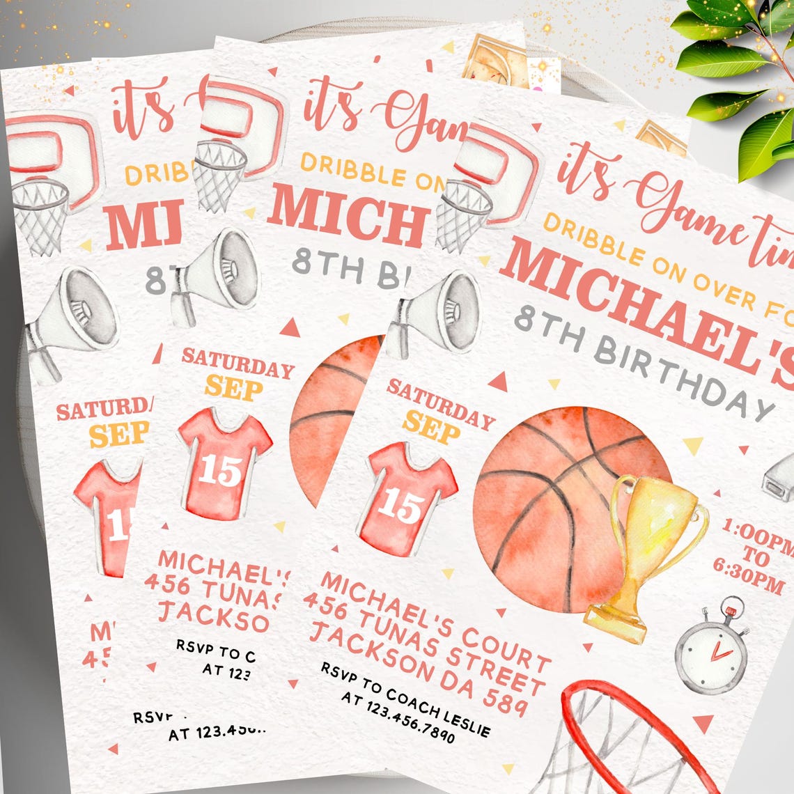 Editable Basketball Birthday Invitation: Canva Template (digital ...