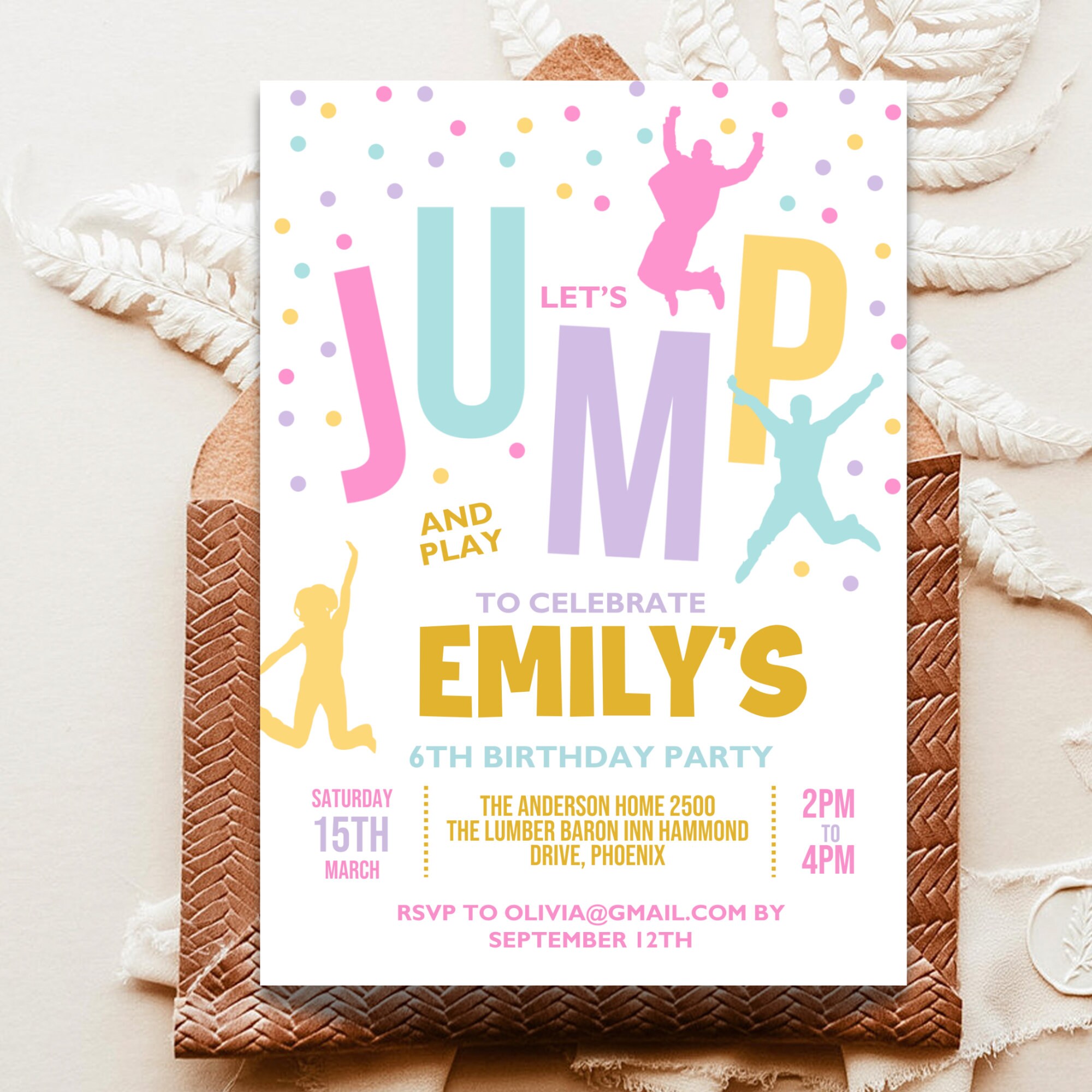 Editable Jump Birthday Invitation | Girls | Kids Birthday Party ...