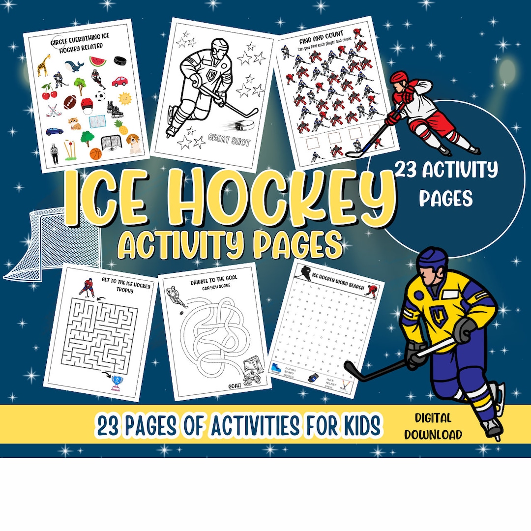 Ice Hockey Activity Pages, Printable Ice Hockey Sheets, Ice Hockey ...