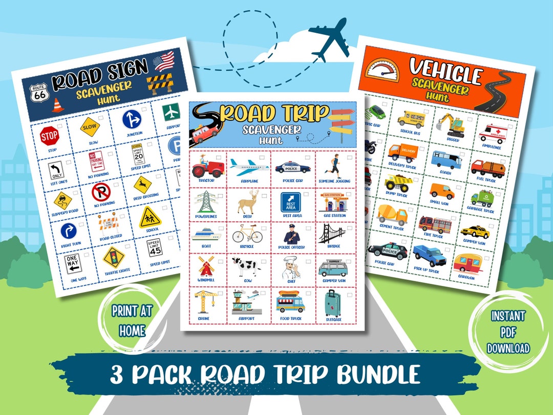 Road Trip Scavenger Hunt Bundle for Kids Travel Kids - Etsy