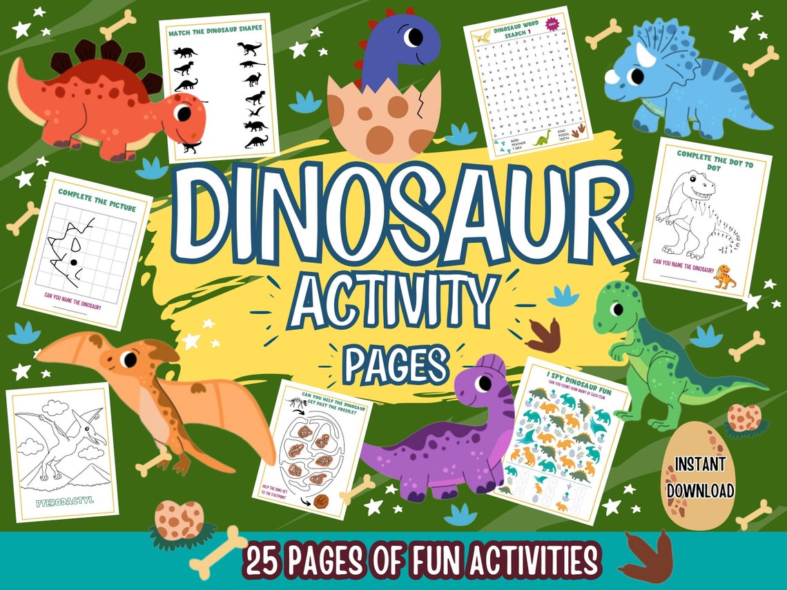 Dinosaur Activity Pages for Kids Dinosaur Games Printable Coloring ...