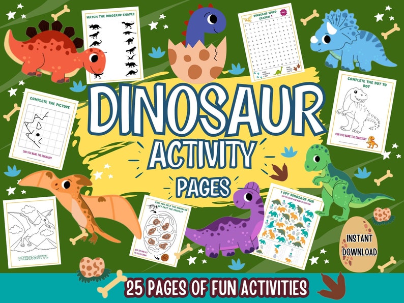 Dinosaur Activity Pages for Kids Dinosaur Games Printable Coloring ...
