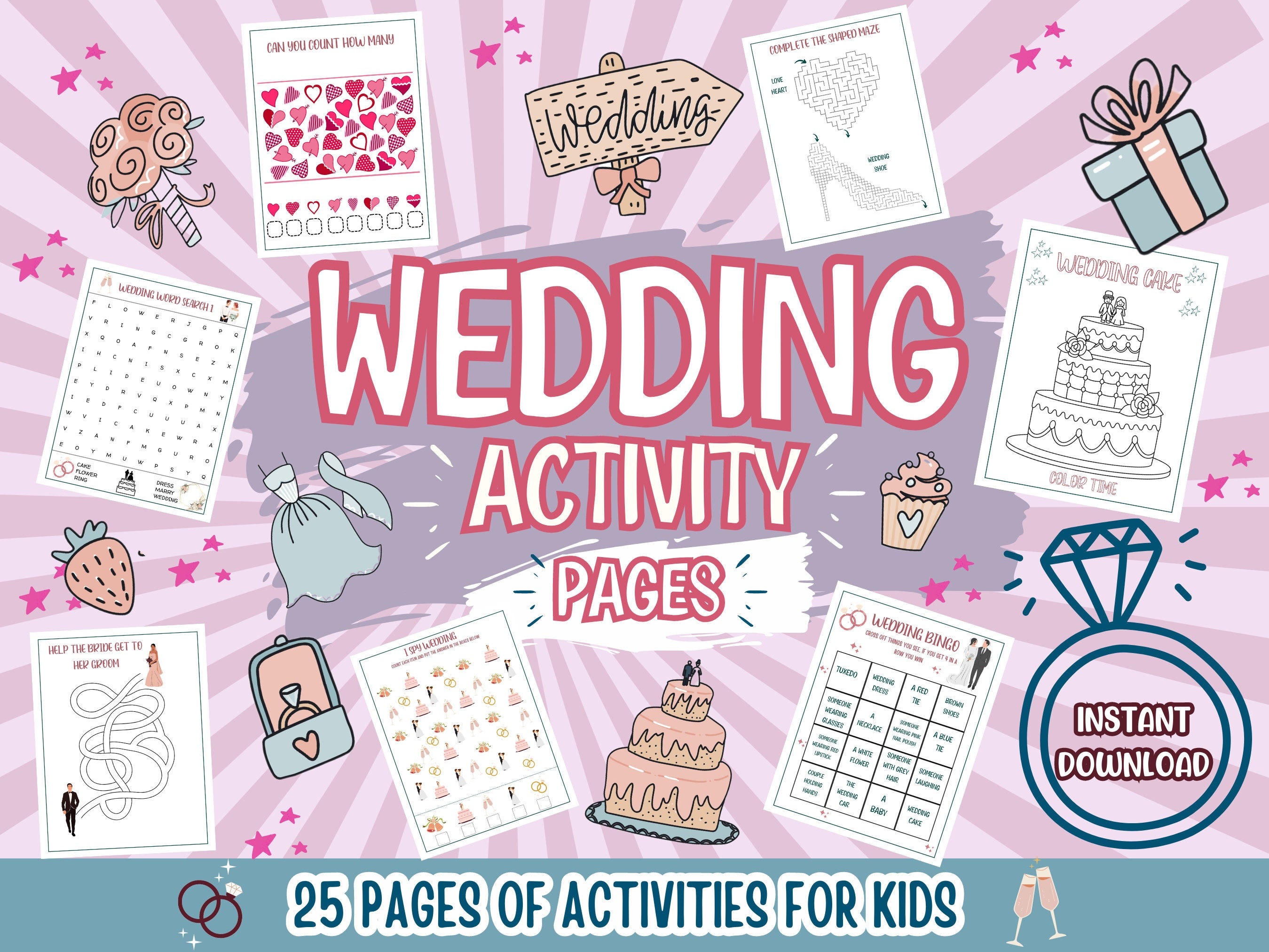 Wedding Activity Pack Digital Wedding Activity Pages for - Etsy