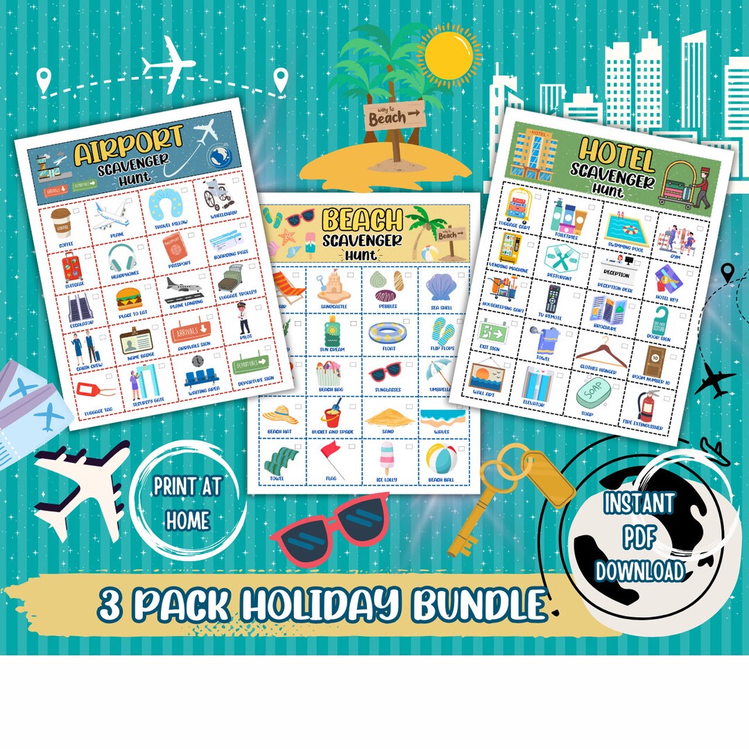 Holiday Scavenger Hunt: Airport, Beach, Hotel Games (PDF Download) - Etsy