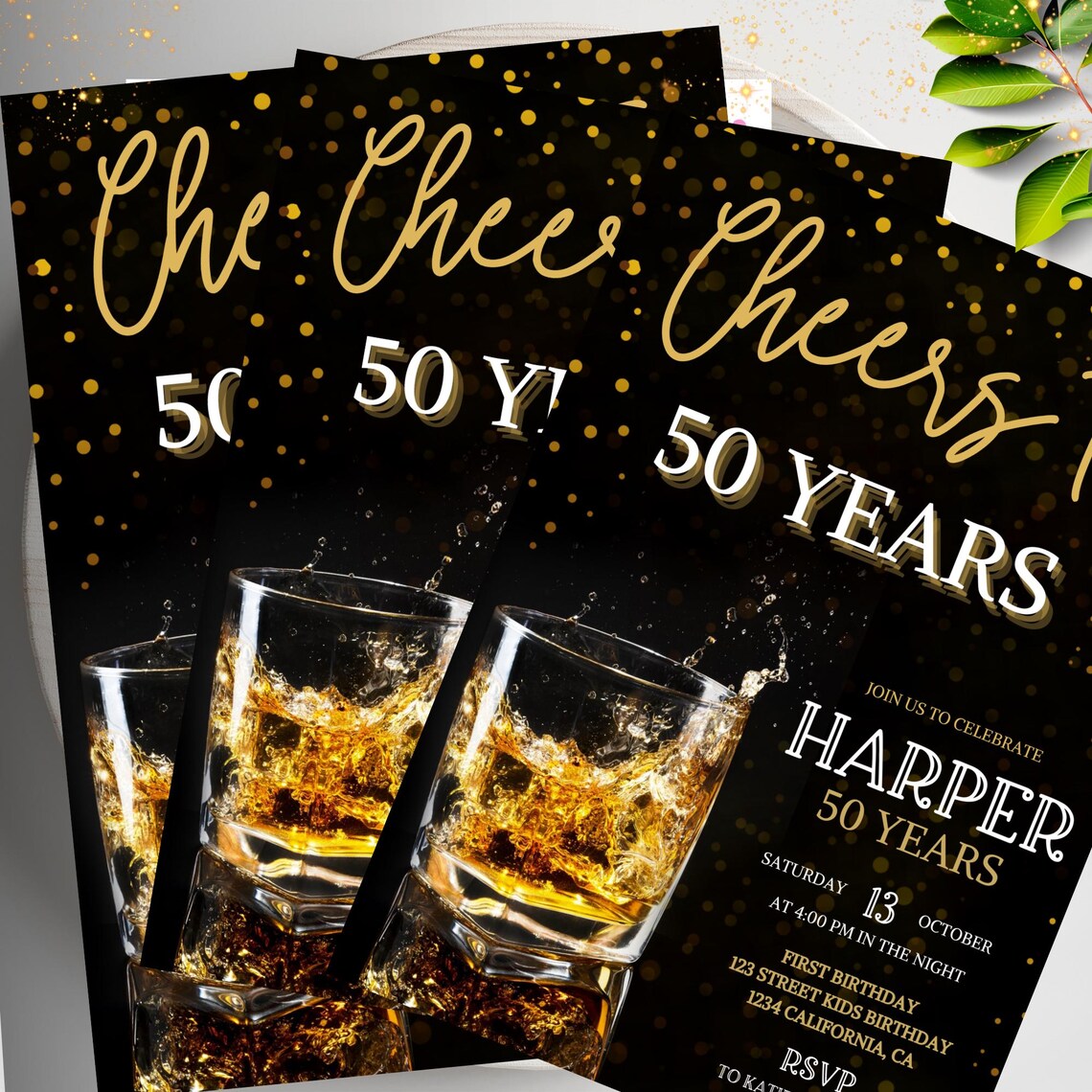 Editable 50th Birthday Invitation: Canva Template (digital Download) - Etsy