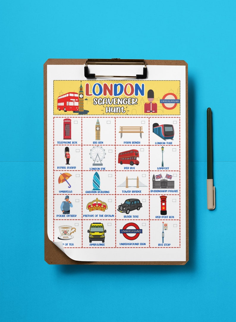 London Scavenger Hunt, UK Holiday Activity, Family Scavenger Hunt Game ...