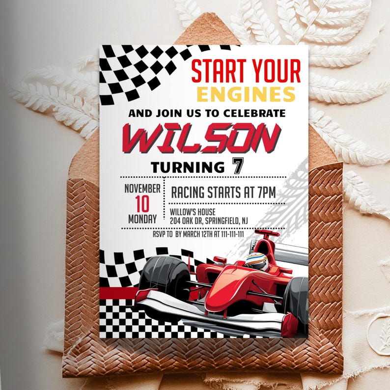 Race Car Birthday Invitation: Editable Canva Template (instant Download ...