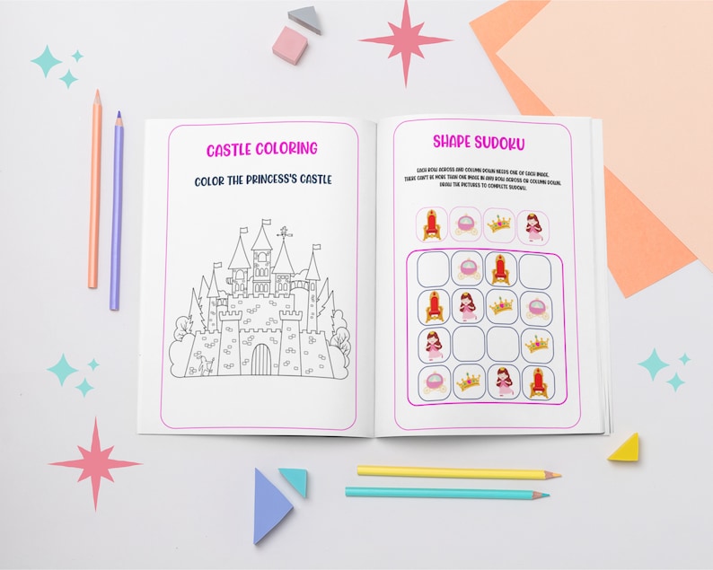 Princess Activity Pages, Printable Princess Party Games, Princess ...