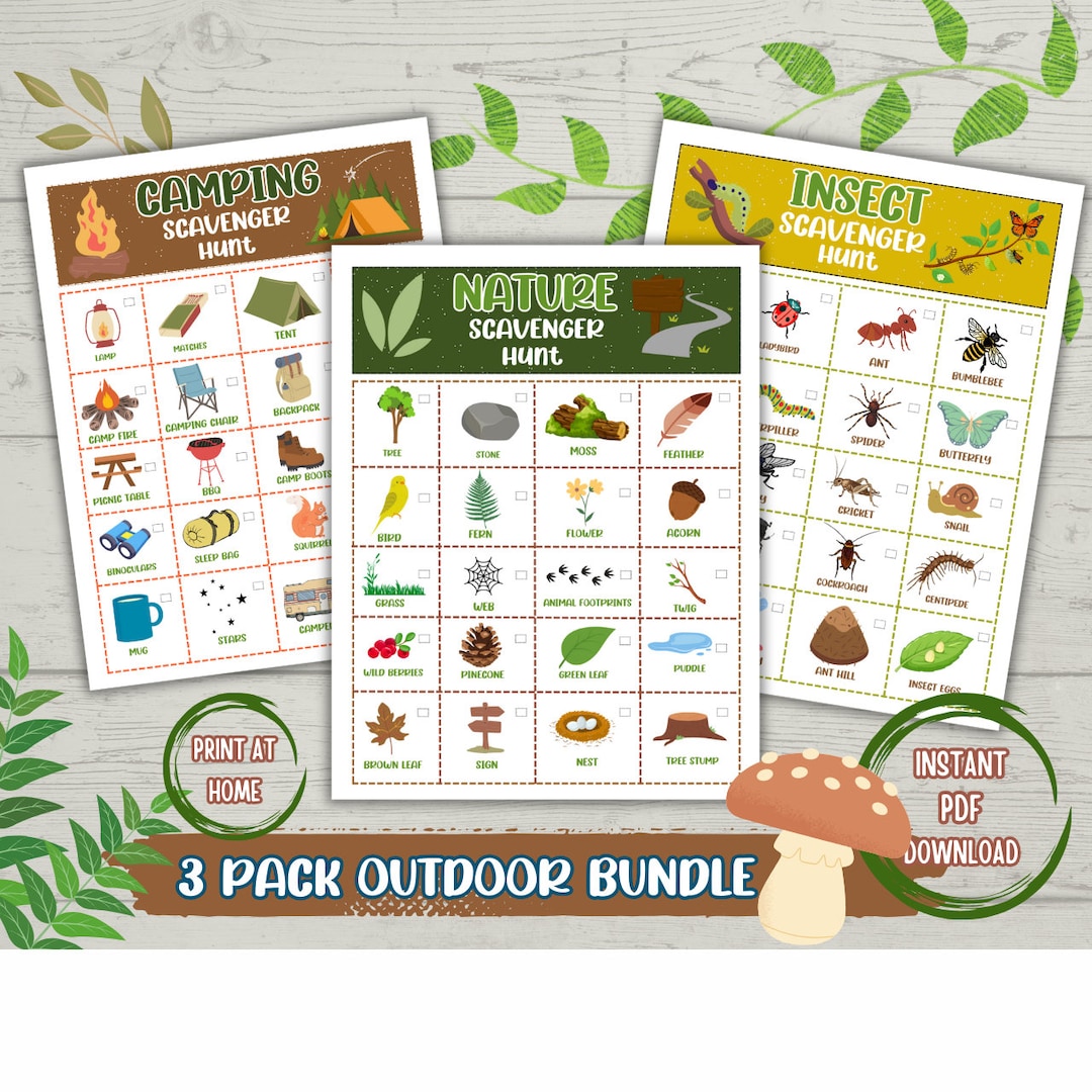 Kids Scavenger Hunt: Nature, Camping, Insect Games (PDF) - Etsy